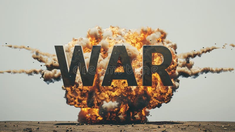 Dramatic Explosion: Illustration of WAR on White Background with Bomb ...