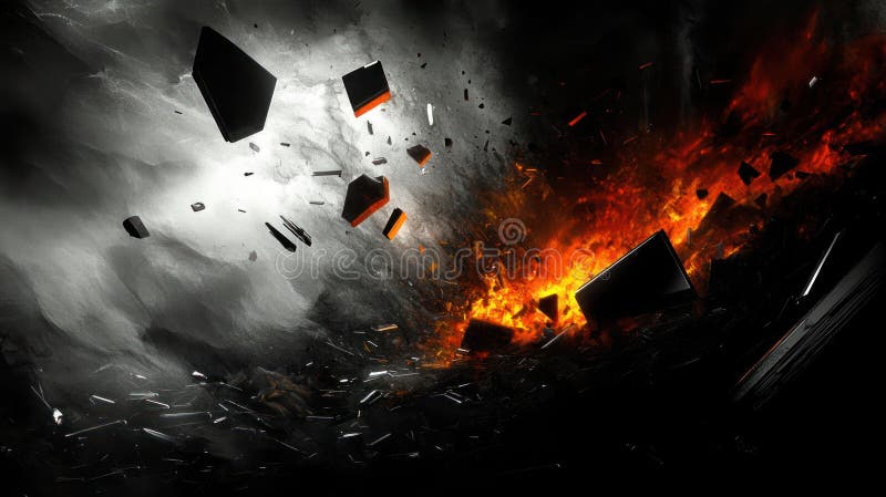 A Dramatic Explosion of Light and Debris Against a Dark, Smoky ...