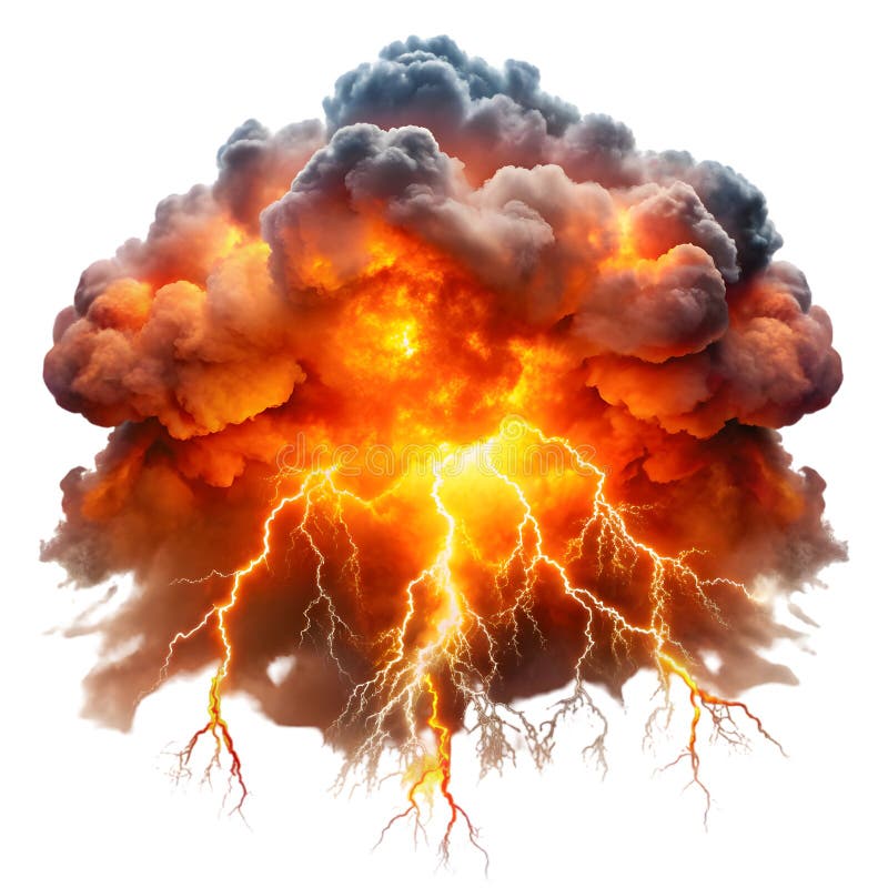 Dramatic Explosion and Lightning Bolt Display in a Realistic Render ...