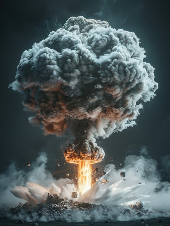 Dramatic Explosion with Massive Cloud of Smoke and Fire Stock ...