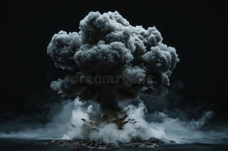 Dramatic Explosion with Massive Smoke Plume Stock Illustration ...