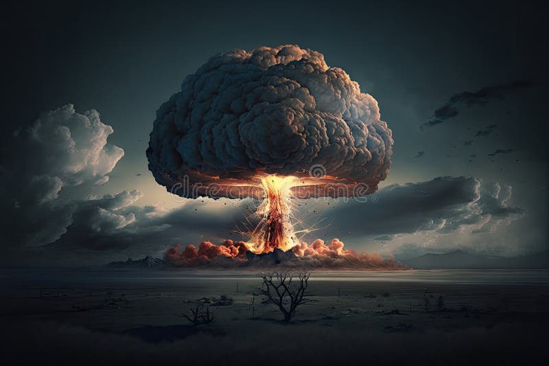Dramatic Explosion, with Mushroom Cloud Rising into the Sky Stock ...