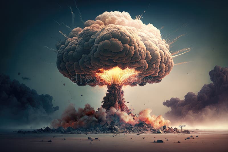 Dramatic Explosion, with Mushroom Cloud Rising into the Sky Stock ...