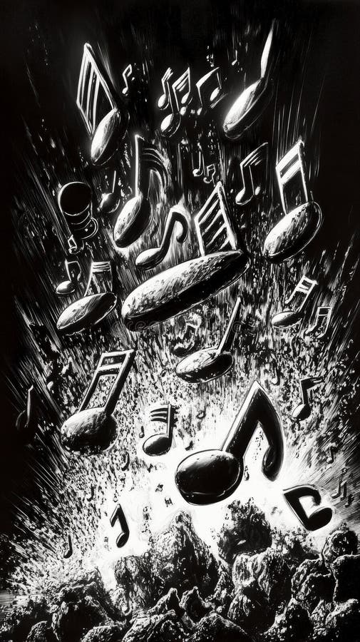 Dramatic Explosion of Musical Notes in Vibrant Style Stock Illustration ...