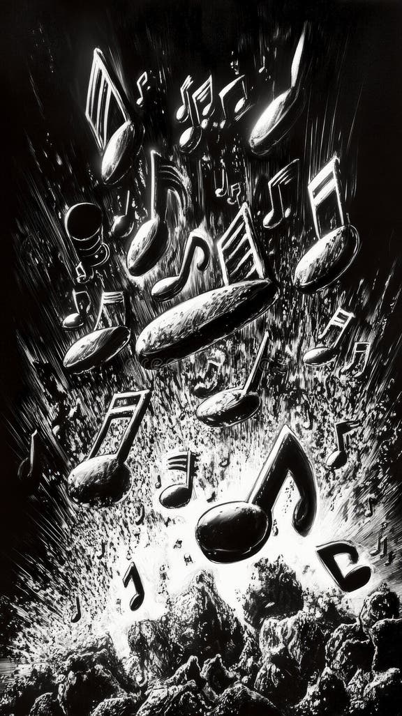 Dramatic Explosion of Musical Notes in Vibrant Style Stock Illustration ...