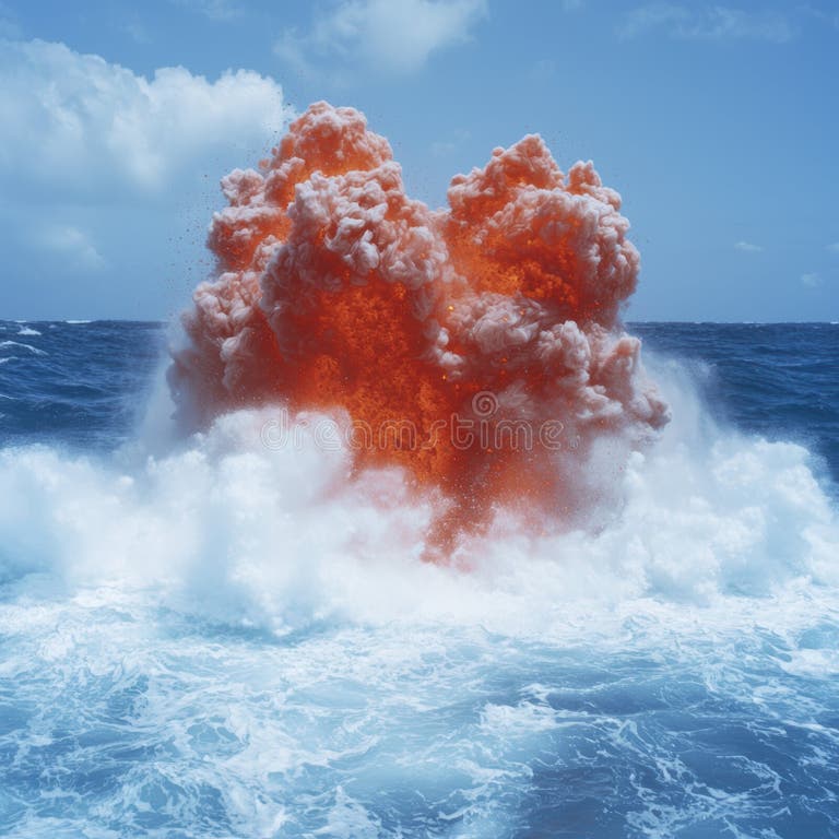 Dramatic Explosion in the Ocean Stock Illustration - Illustration of ...