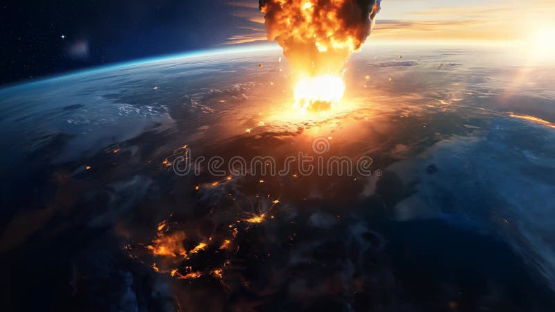 Dramatic Explosion Over Earth As Seen from Space during Twilight Stock ...
