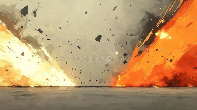 A Dramatic Explosion Scene with Contrasting Fiery and Smoky Elements ...