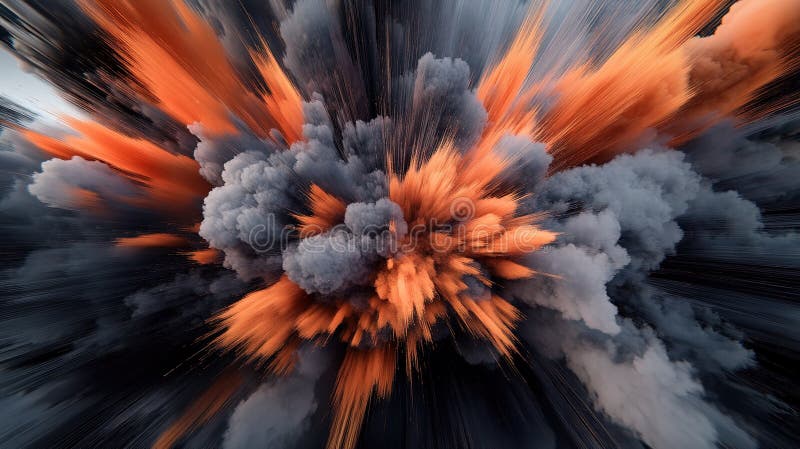 A Dramatic Explosion Sends Fiery Orange and Thick Gray Smoke Billowing ...