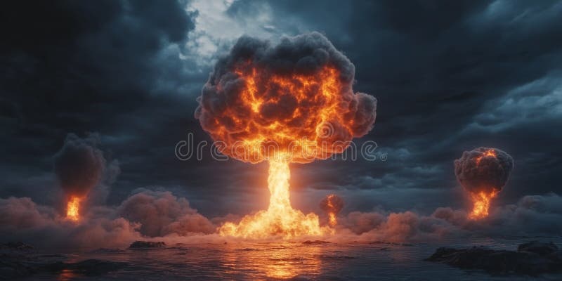 Dramatic Explosion in the Sky Above a Turbulent Ocean at Sunset Creates ...