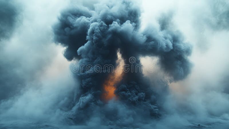 Dramatic Explosion with Smoke Billowing and Fiery Glow Stock Photo ...