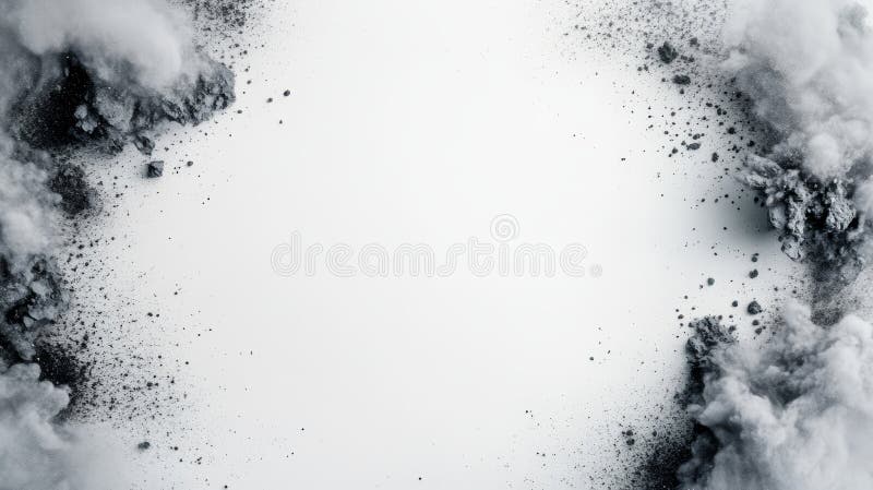 A Dramatic Explosion of Smoke and Dust Frames a Blank White Space ...