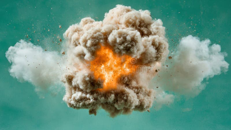Dramatic Explosion with Smoke and Fire Stock Illustration ...