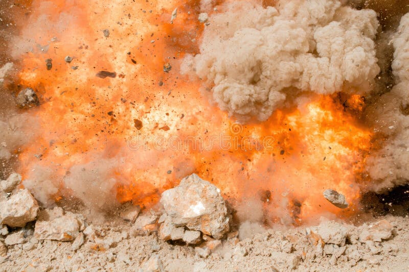 Dramatic Explosion with Smoke and Fire Stock Illustration ...