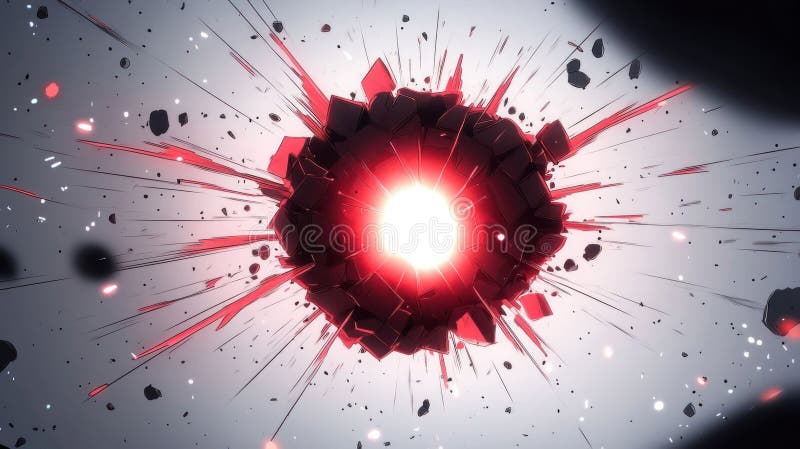 A Dramatic Explosion in Space, Radiating Energy and Fragments Stock ...