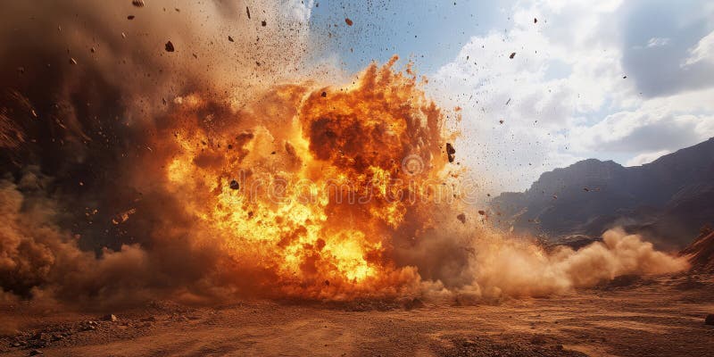 A Dramatic Explosion Unfolded in a Desert Landscape Creating Chaos and ...
