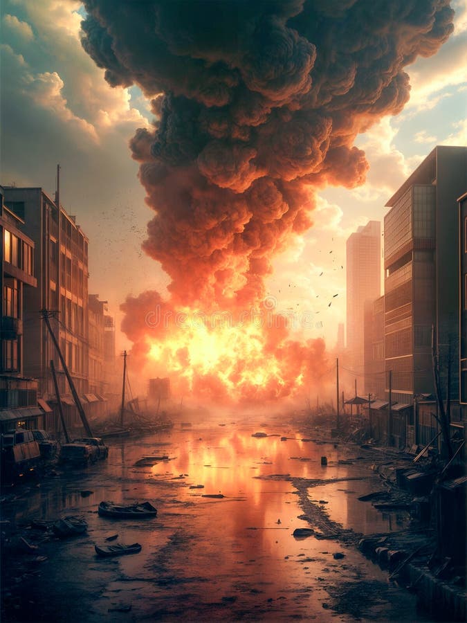 Dramatic Explosion in Urban Area Creating Massive Cloud of Smoke during ...