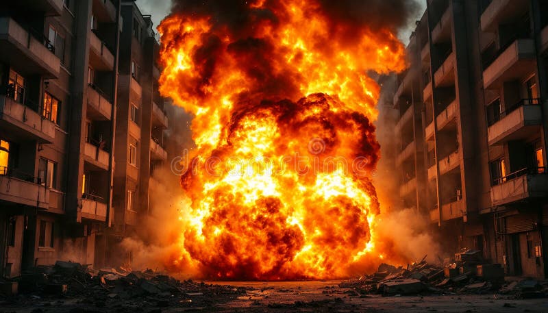 Dramatic Explosion between Urban Buildings during a Massive Fire Event ...