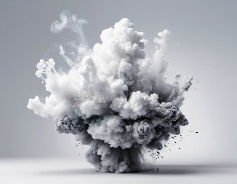 Dramatic Explosion with White Smoke Contrasting Against a Grey ...