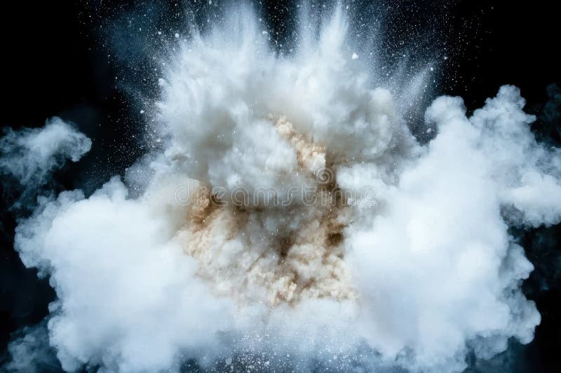 Dramatic Explosion of White Smoke and Debris Stock Illustration ...