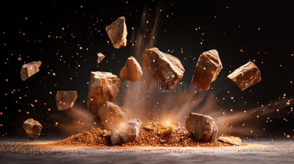 Dramatic Explosive Rocks Abstract Texture on White Background with ...