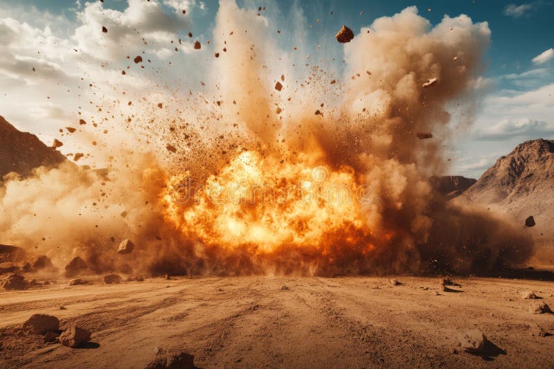 A Dramatic and EyeCatching Explosion Occurs on a Vast Desert Landscape ...