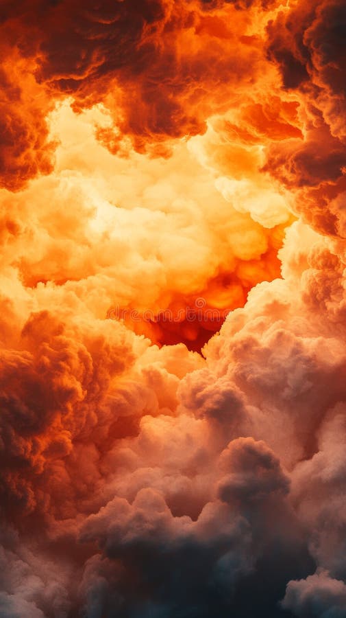 Dramatic Fiery Clouds in the Sky, Atmospheric Phenomenon. Weather and ...