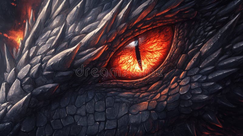 Dramatic Fiery Dragon Eye with Sharp Scales Stock Image - Image of gaze ...