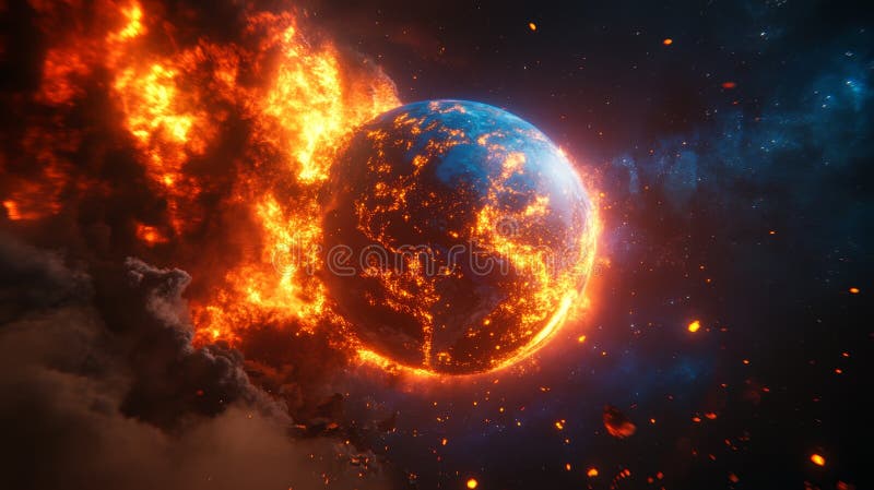 Dramatic Fiery Explosion with Billowing Smoke Plumes and Intense Heat ...