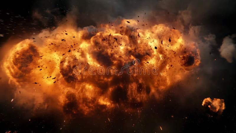 Dramatic Fiery Explosion with Debris and Bright Flames Stock Video ...