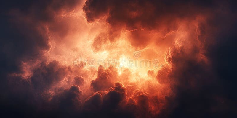 Dramatic Fiery Orange and Dark Cloudscape Image Intense Sky with ...