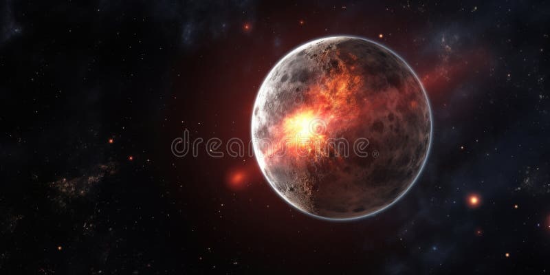Dramatic Fiery Planet in Cosmic Space. Generative Ai Stock Illustration ...