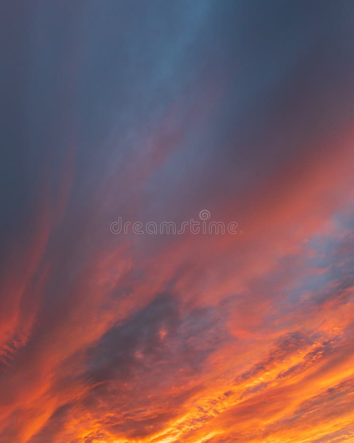 Dramatic Fiery Sky Sunset Cloudscape at Dusk Stock Image - Image of ...