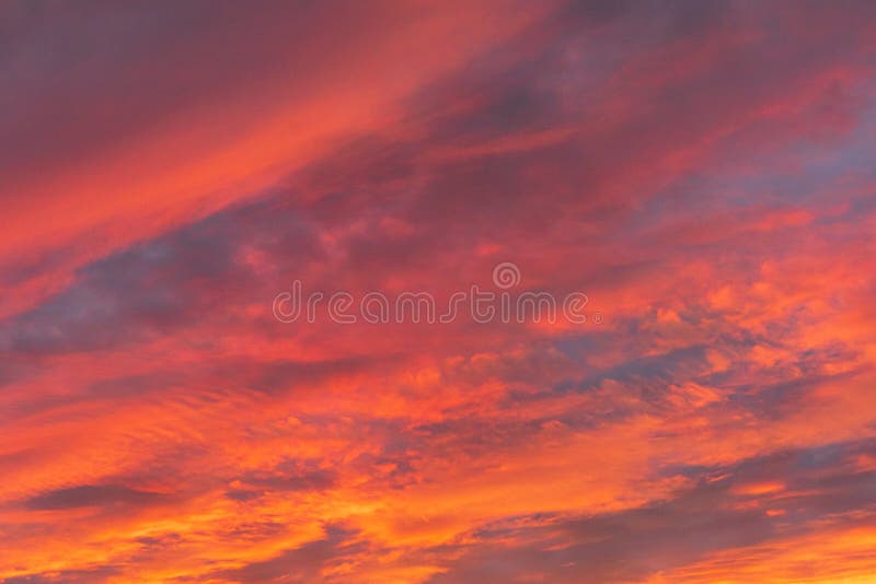 Dramatic Fiery Sky Sunset Cloudscape at Dusk Stock Image - Image of ...