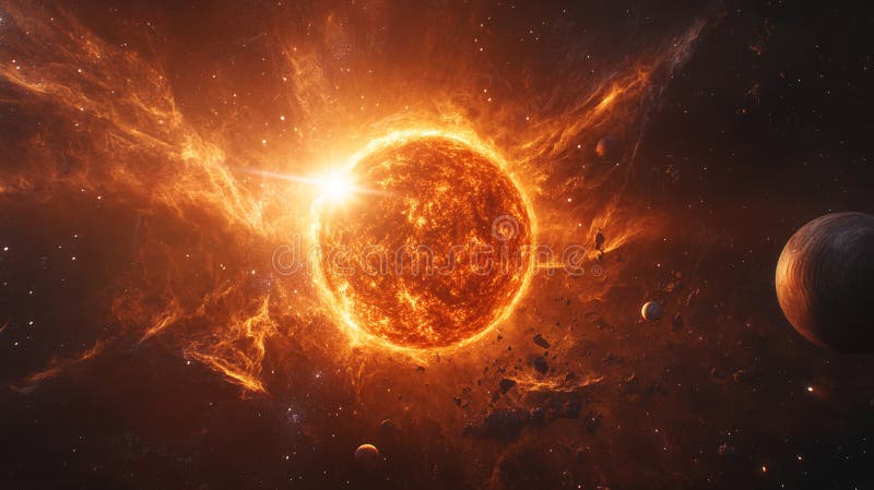 Fiery Stellar Explosion Cosmic Nebula Space Background Fiery Planets ...