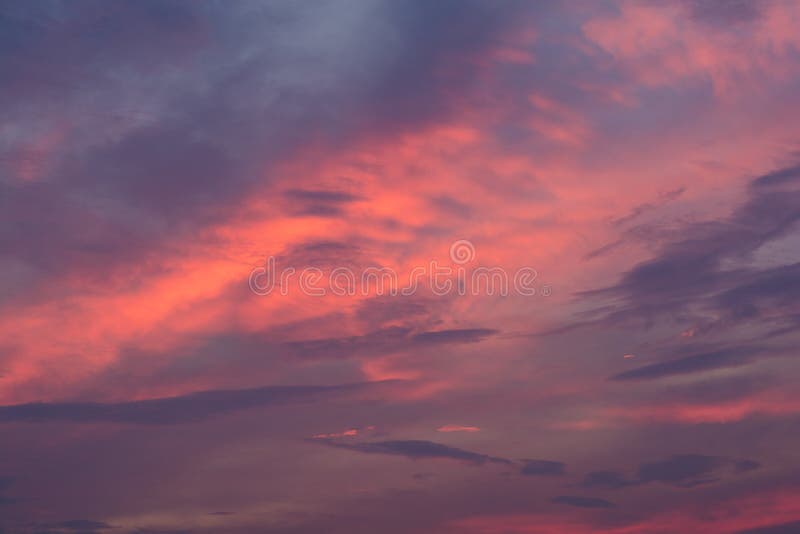 Dramatic Fiery Sunset Sky in a Mixture of Violet, Pink, Orange and ...