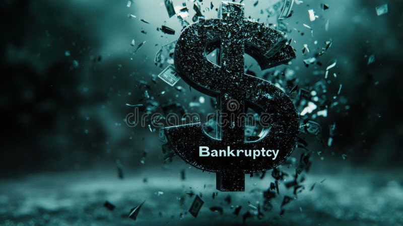 Dramatic Financial Collapse Symbol with Falling Dollar and Bankruptcy ...