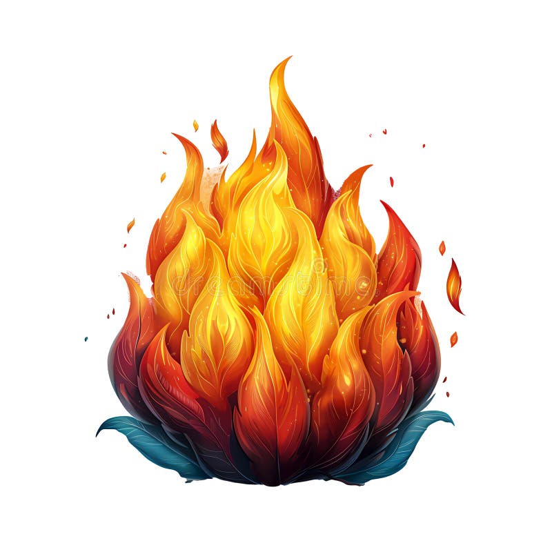Dramatic Fire Blaze with Intense Flames and Smoke Stock Illustration ...