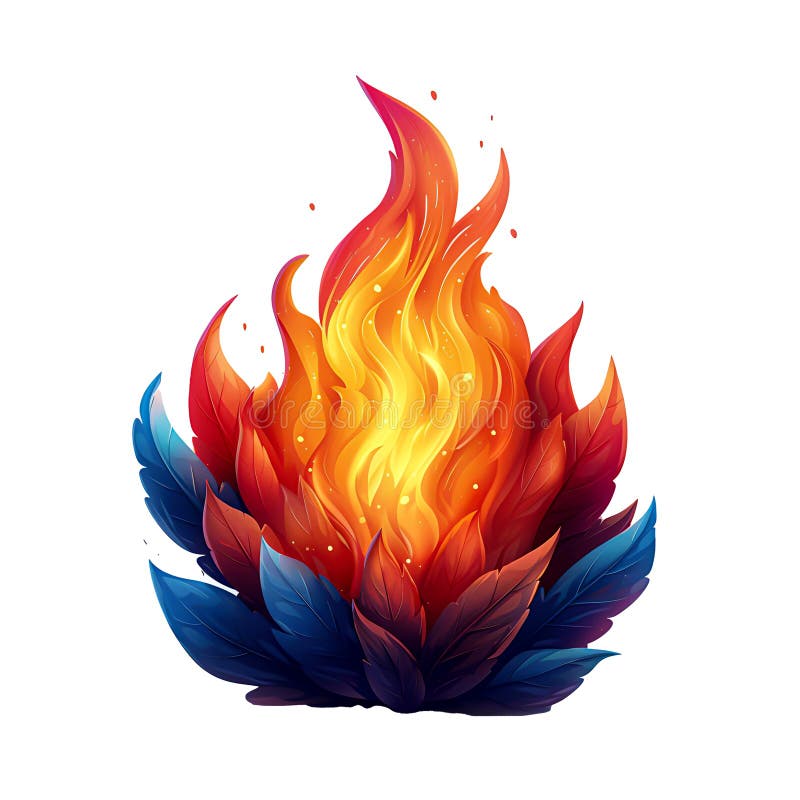 Dramatic Fire Blaze with Intense Flames and Smoke Stock Illustration ...