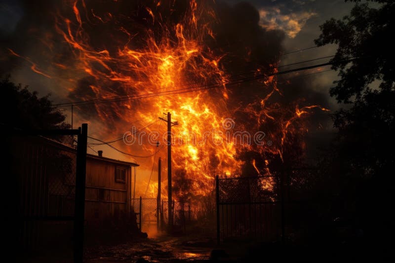 Dramatic Fire Burst Illuminating the Darkness Stock Photo - Image of ...