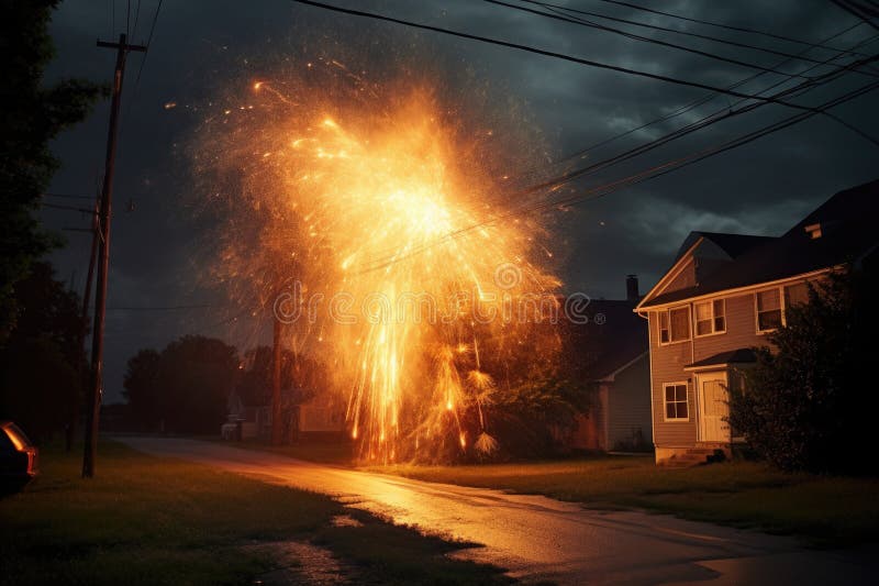 Dramatic Fire Burst Illuminating the Darkness Stock Photo - Image of ...
