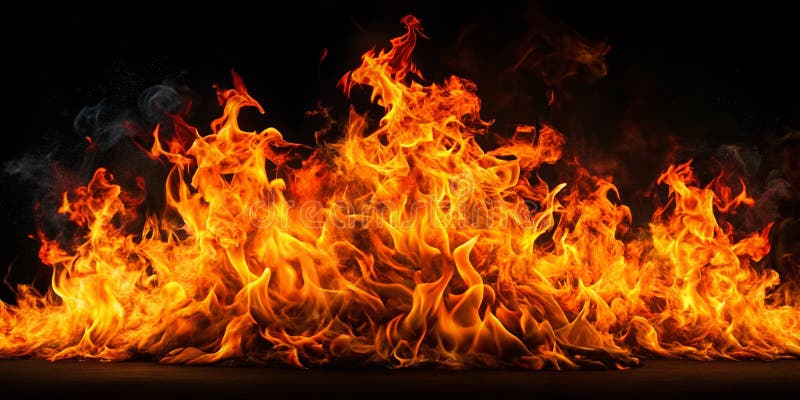Dramatic Fire Burst Panorama a Striking Black Background for ...