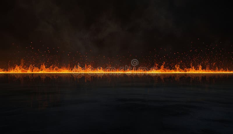 Dramatic Fire Edge on Water Stock Illustration - Illustration of motion ...