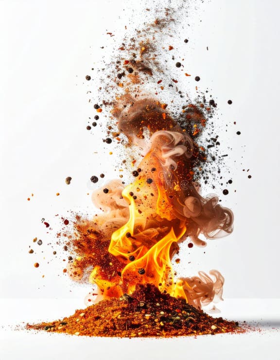 Dramatic Fire Explosion with Rising Smoke and Floating Ash Against ...