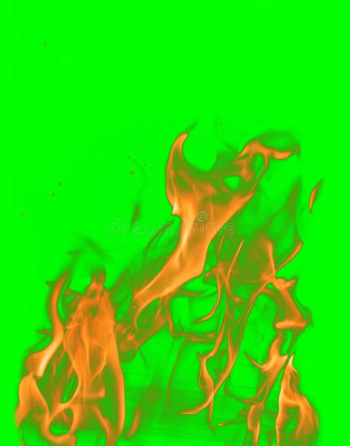 Real Fire Flames Over a Green Screen Stock Photo - Image of hell ...