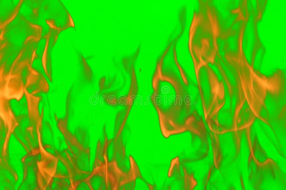Dramatic Fire Flames Over a Green Screen Stock Photo - Image of light ...