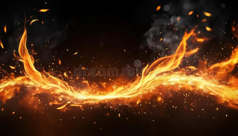 Dramatic Fire Flow Against a Dark Background Stock Illustration ...