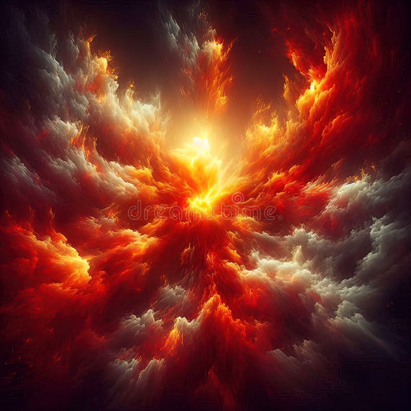 Dramatic Fire and Smoke Effect, Bright and Hot Hellish Abstract or ...