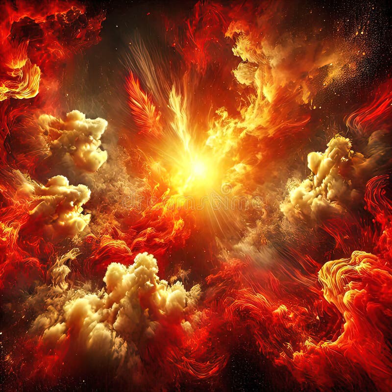 Dramatic Fire and Smoke Effect, Bright and Hot Hellish Abstract or ...
