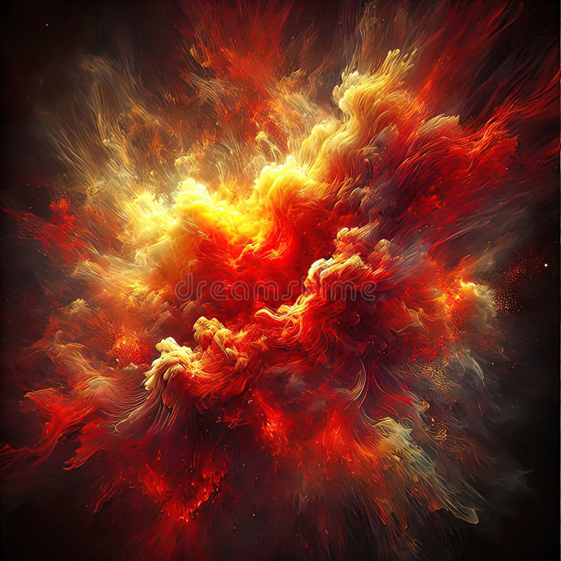 Dramatic Fire and Smoke Effect, Bright and Hot Hellish Abstract or ...